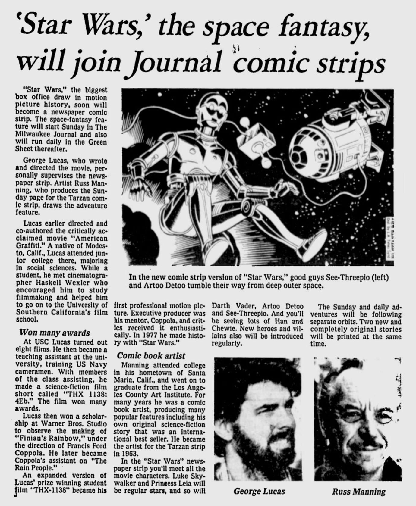 Star Wars,’ the space fantasy, will join Journal comic strips” – BattleGrip